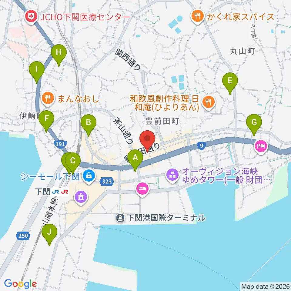 下関レッドライン 周辺のコンビニエンスストア一覧マップ